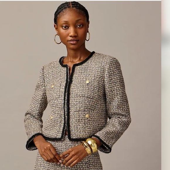 J. Crew | Jackets & Coats | J Crew Tweed Jacket Black And Cream | Poshmark